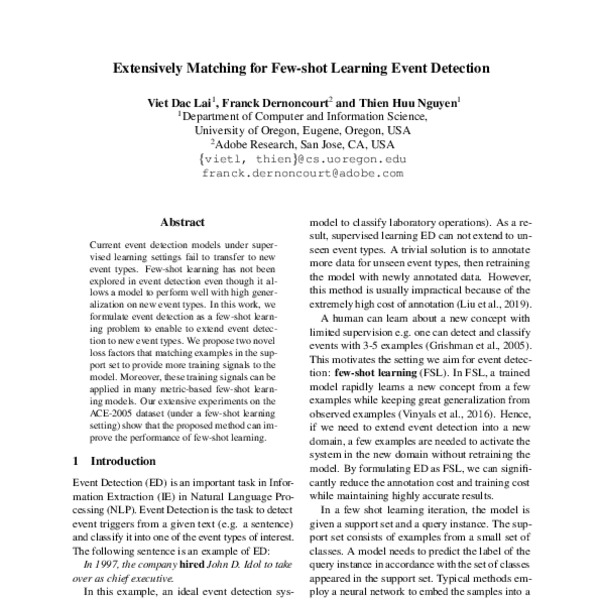 Extensively Matching for Few-shot Learning Event Detection - ACL Anthology