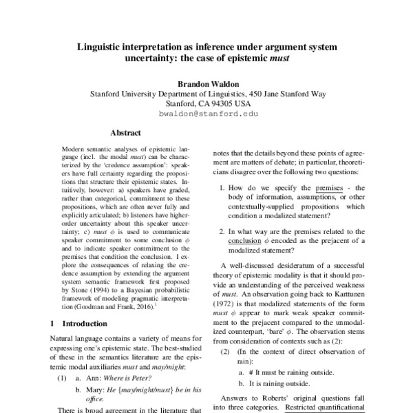 Linguistic interpretation as inference under argument system ...