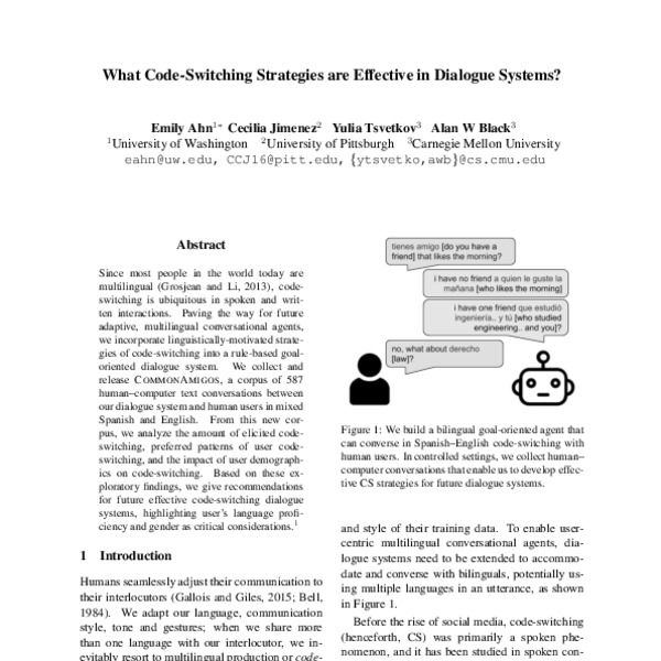 What Code-Switching Strategies are Effective in Dialog Systems? - ACL Anthology