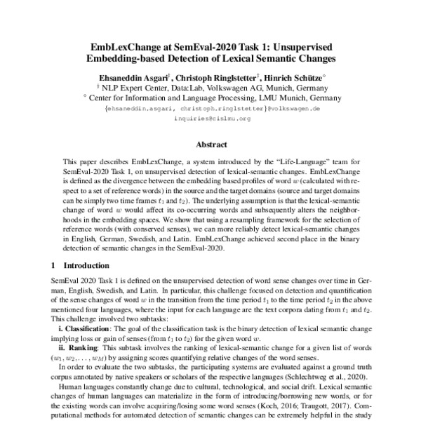 EmbLexChange at SemEval-2020 Task 1: Unsupervised Embedding-based Detection of Lexical Semantic ...