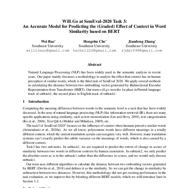 Will_Go at SemEval-2020 Task 3: An Accurate Model for Predicting the (Graded) Effect of Context ...