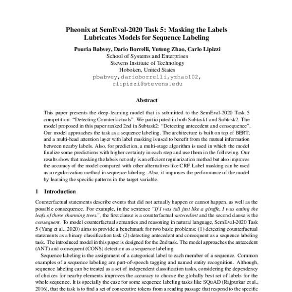 Pheonix At Semeval 2020 Task 5 Masking The Labels Lubricates Models For Sequence Labeling Acl