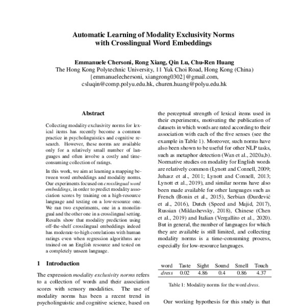 Automatic Learning of Modality Exclusivity Norms with Crosslingual Word ...