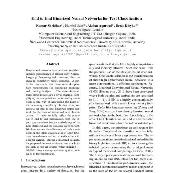 End to End Binarized Neural Networks for Text Classification - ACL ...