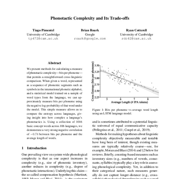 Phonotactic Complexity and Its Trade-offs - ACL Anthology