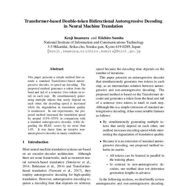 Transformer-based Double-token Bidirectional Autoregressive Decoding in ...