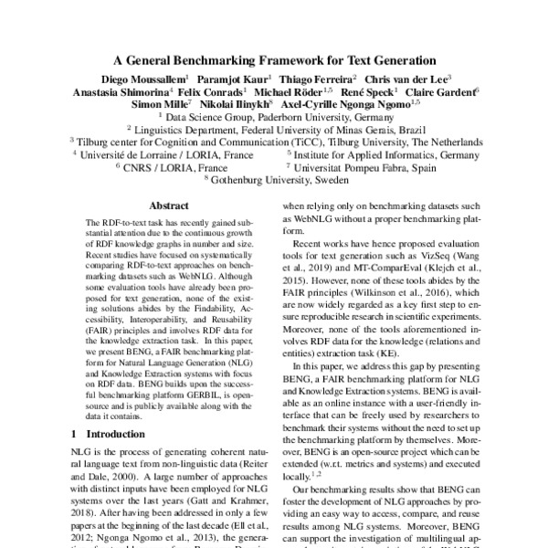 A General Benchmarking Framework for Text Generation - ACL Anthology