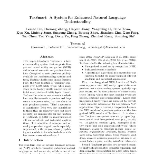TexSmart: A System for Enhanced Natural Language Understanding - ACL ...