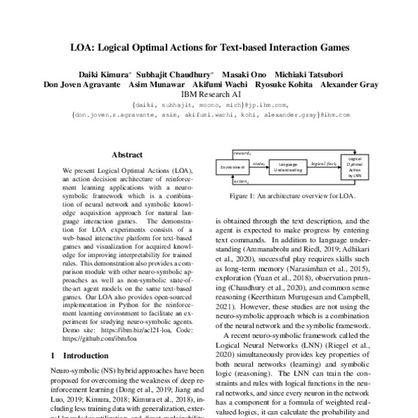 Loa Logical Optimal Actions For Text Based Interaction Games Acl Anthology