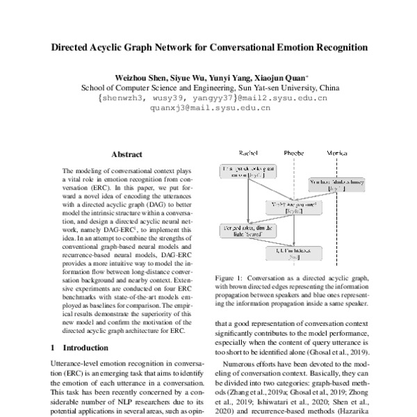 Directed Acyclic Graph Network For Conversational Emotion Recognition Acl Anthology