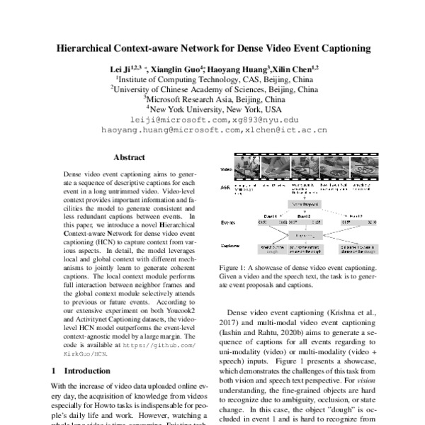 Hierarchical Context-aware Network for Dense Video Event Captioning - ACL Anthology