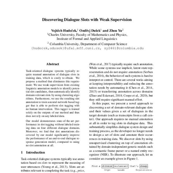 Discovering Dialogue Slots with Weak Supervision - ACL Anthology