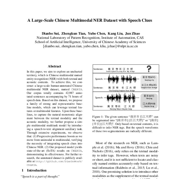 A Large-Scale Chinese Multimodal NER Dataset with Speech Clues - ACL ...