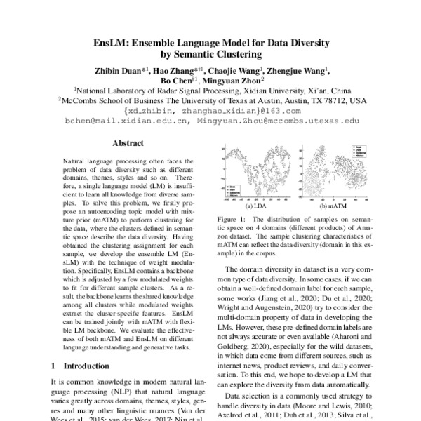 EnsLM: Ensemble Language Model for Data Diversity by Semantic Clustering - ACL Anthology