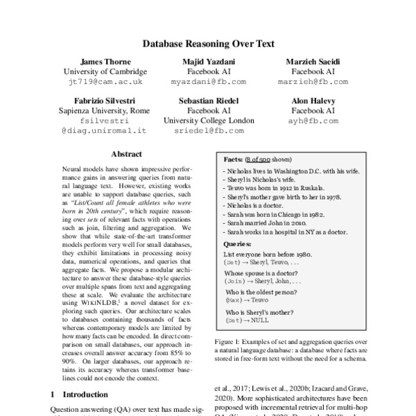 Database reasoning over text - ACL Anthology