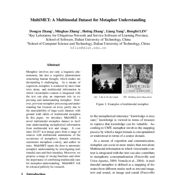 Multimet A Multimodal Dataset For Metaphor Understanding Acl Anthology