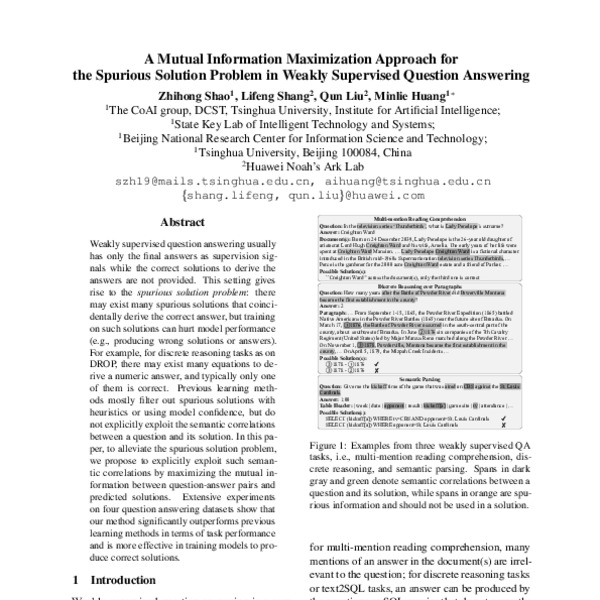 A Mutual Information Maximization Approach for the Spurious Solution Problem in Weakly ...