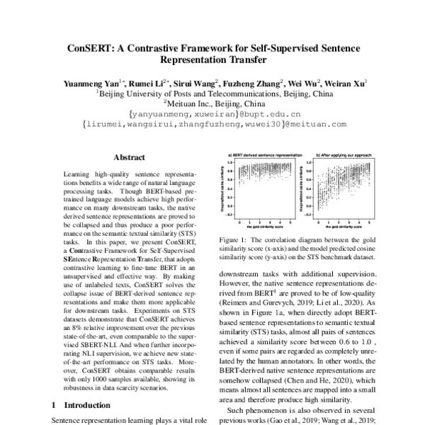 ConSERT: A Contrastive Framework for Self-Supervised Sentence Representation Transfer - ACL ...