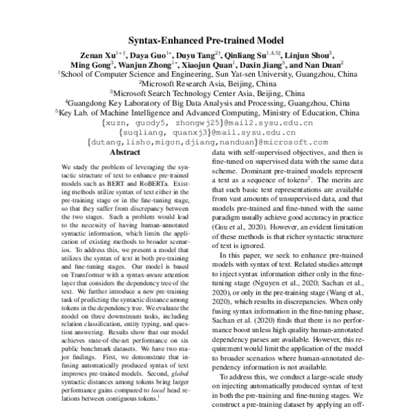 Syntax-Enhanced Pre-trained Model - ACL Anthology