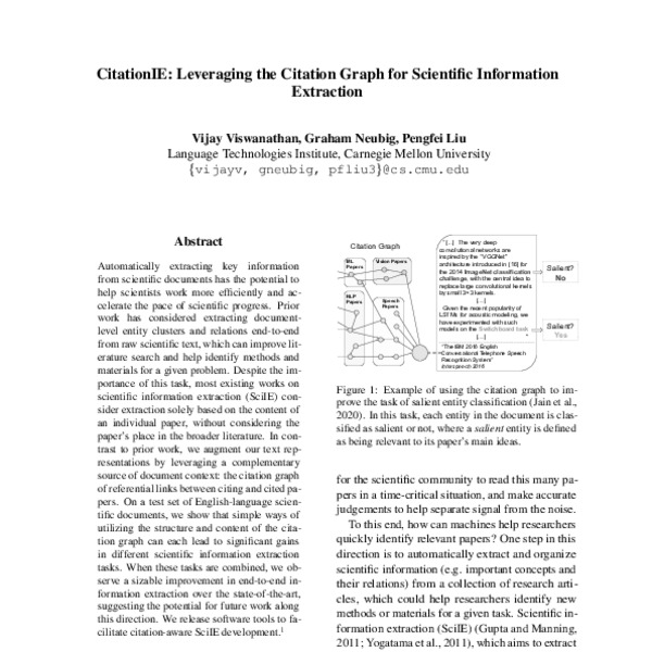CitationIE: Leveraging the Citation Graph for Scientific Information ...