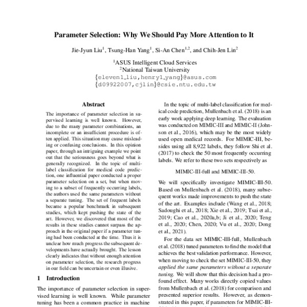 Parameter Selection: Why We Should Pay More Attention to It - ACL Anthology