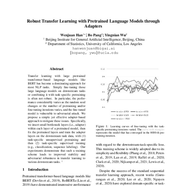 Robust Transfer Learning with Pretrained Language Models through Adapters - ACL Anthology