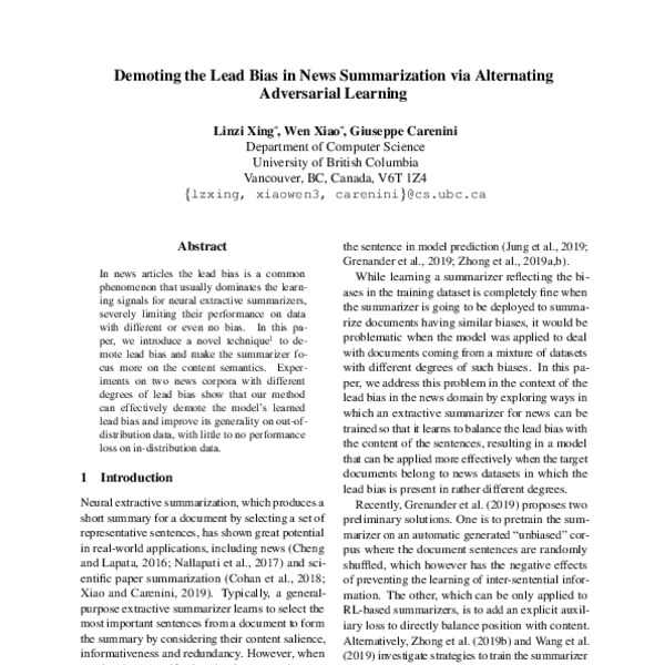 Demoting the Lead Bias in News Summarization via Alternating ...