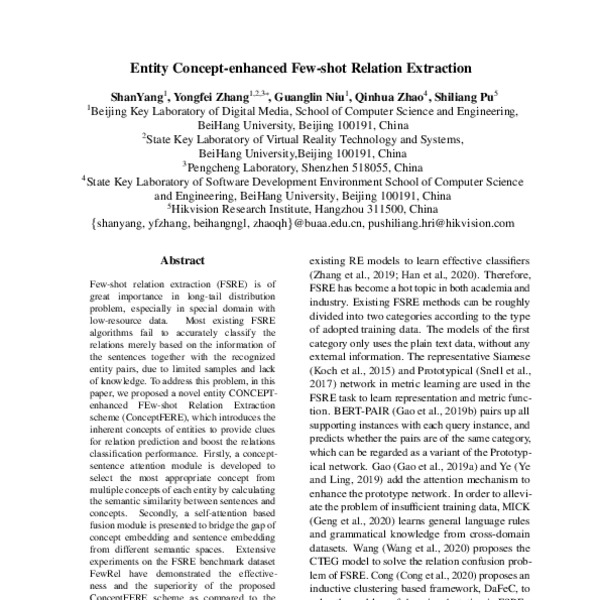 Entity Concept Enhanced Few Shot Relation Extraction Acl Anthology