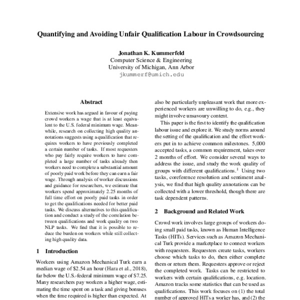 Quantifying and Avoiding Unfair Qualification Labour in Crowdsourcing - ACL Anthology