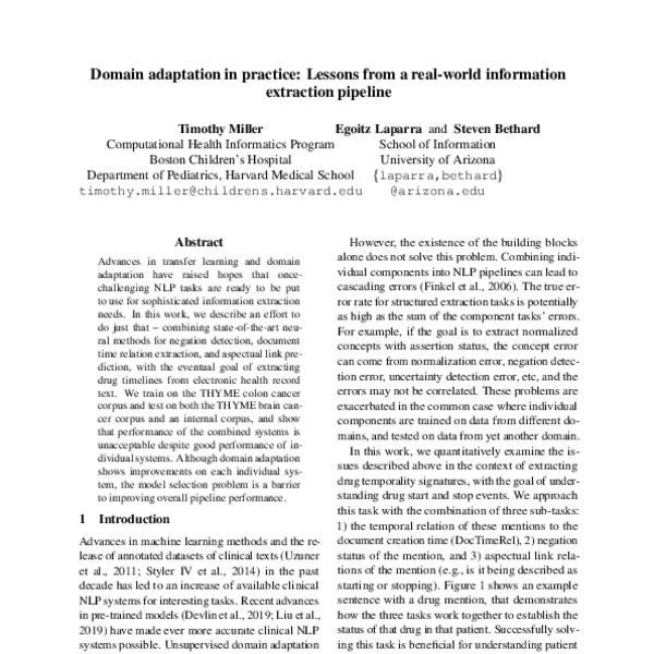 Domain Adaptation In Practice Lessons From A Real World Information Extraction Pipeline Acl