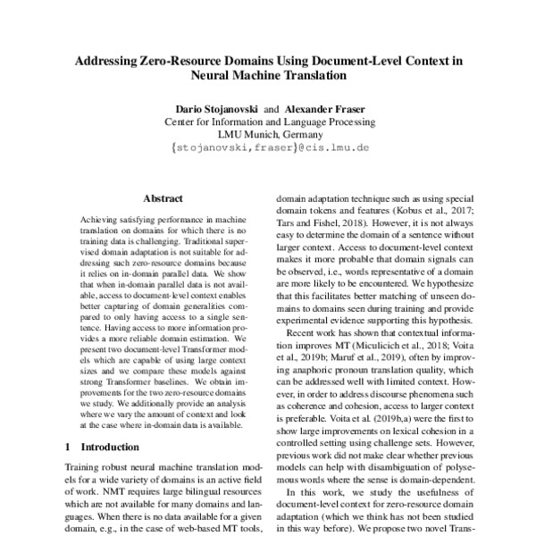 Addressing Zero-Resource Domains Using Document-Level Context in Neural ...