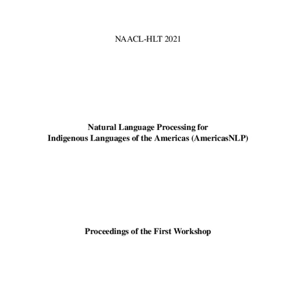 Proceedings of the First Workshop on Natural Language Processing for ...