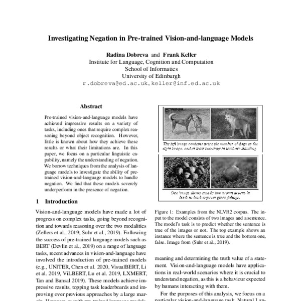 Investigating Negation in Pre-trained Vision-and-language Models - ACL Anthology