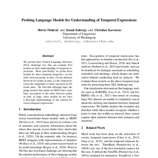 Probing Language Models for Understanding of Temporal Expressions - ACL Anthology