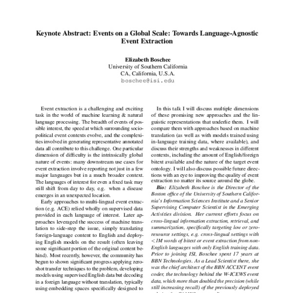 Keynote Abstract: Events on a Global Scale: Towards Language-Agnostic ...