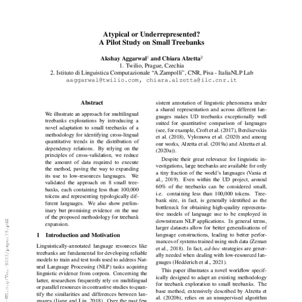 Atypical or Underrepresented? A Pilot Study on Small Treebanks - ACL ...