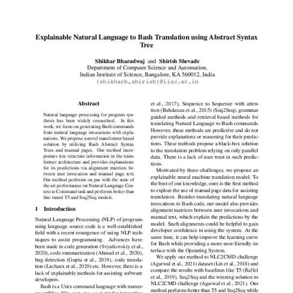 Explainable Natural Language to Bash Translation using Abstract Syntax ...