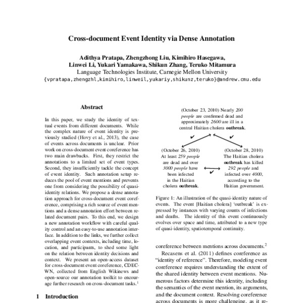 Cross-document Event Identity via Dense Annotation - ACL Anthology