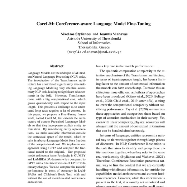 CoreLM: Coreference-aware Language Model Fine-Tuning - ACL Anthology