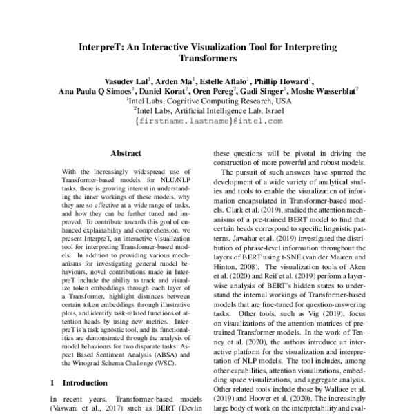InterpreT: An Interactive Visualization Tool for Interpreting Transformers - ACL Anthology