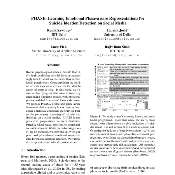 PHASE: Learning Emotional Phase-aware Representations for Suicide Ideation Detection on Social ...