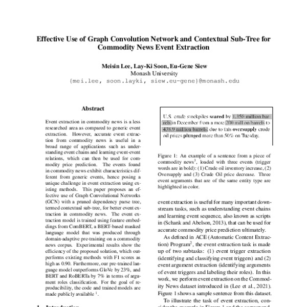 Effective Use of Graph Convolution Network and Contextual Sub-Tree for Commodity News Event ...