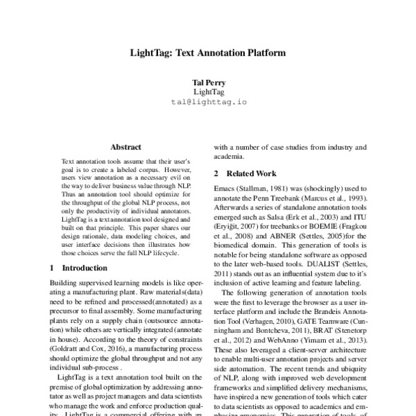Lighttag Text Annotation Platform Acl Anthology