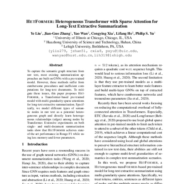 HETFORMER: Heterogeneous Transformer with Sparse Attention for Long-Text Extractive ...
