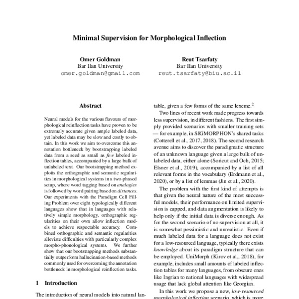 Minimal Supervision for Morphological Inflection - ACL Anthology
