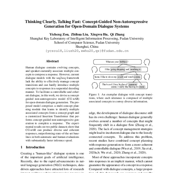 Thinking Clearly, Talking Fast: Concept-Guided Non-Autoregressive Generation for Open-Domain ...