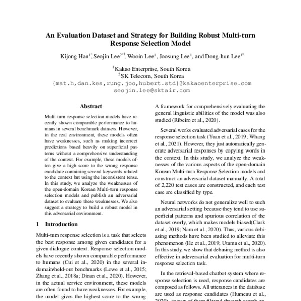 An Evaluation Dataset and Strategy for Building Robust Multi-turn ...