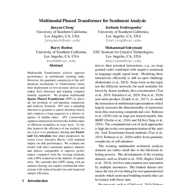 Multimodal Phased Transformer for Sentiment Analysis - ACL Anthology