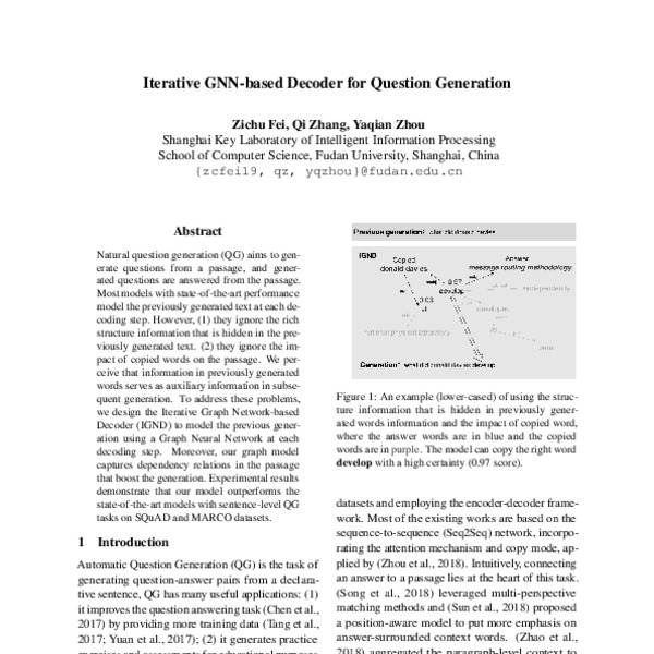 Iterative GNN-based Decoder for Question Generation - ACL Anthology