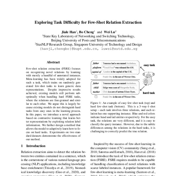 Exploring Task Difficulty for Few-Shot Relation Extraction - ACL Anthology